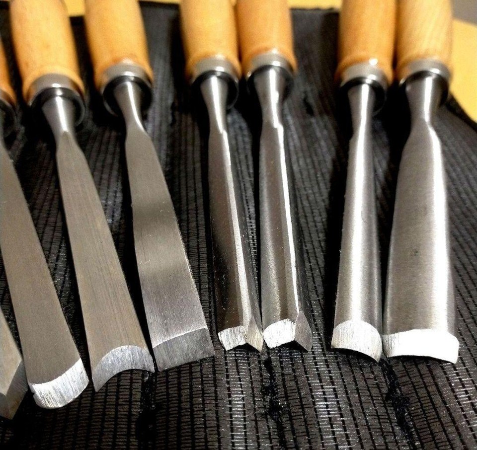 Vintage Japanese Nomi Chisel Set of 12 pcs Woodworking Carpentry Tools ...