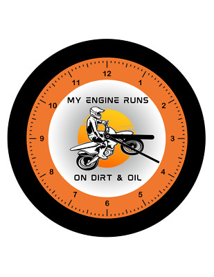 Personalized Clock - Orange dirt bike clock, motocross clock, supermoto ...