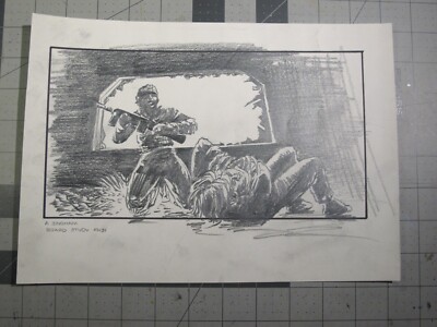 vtg 1980s Aliens movie hand drawn storyboard original art Ingham ING1 ...
