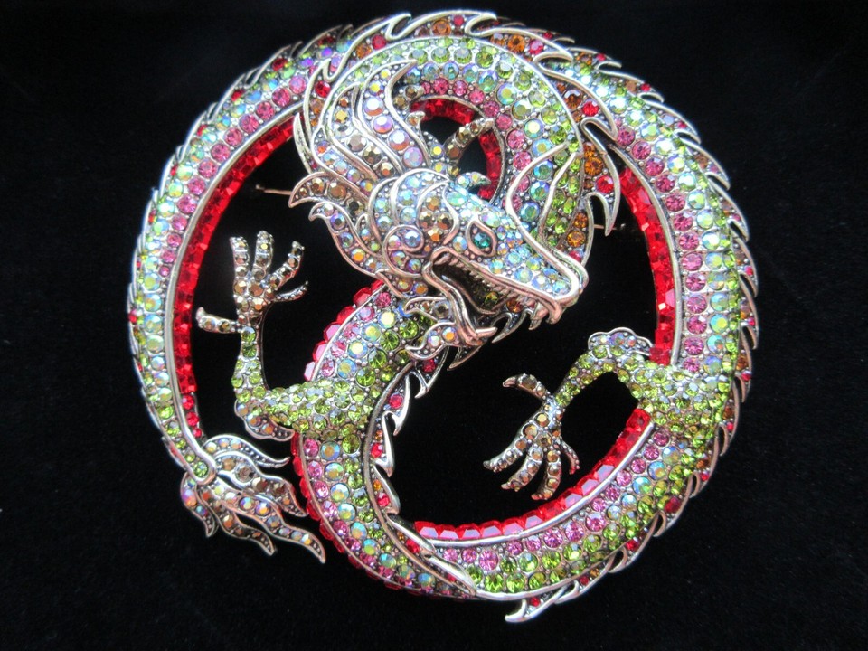 Heidi Daus "Dragon of the Year" Crystal Dragon Pin Brooch – Multicolor ...