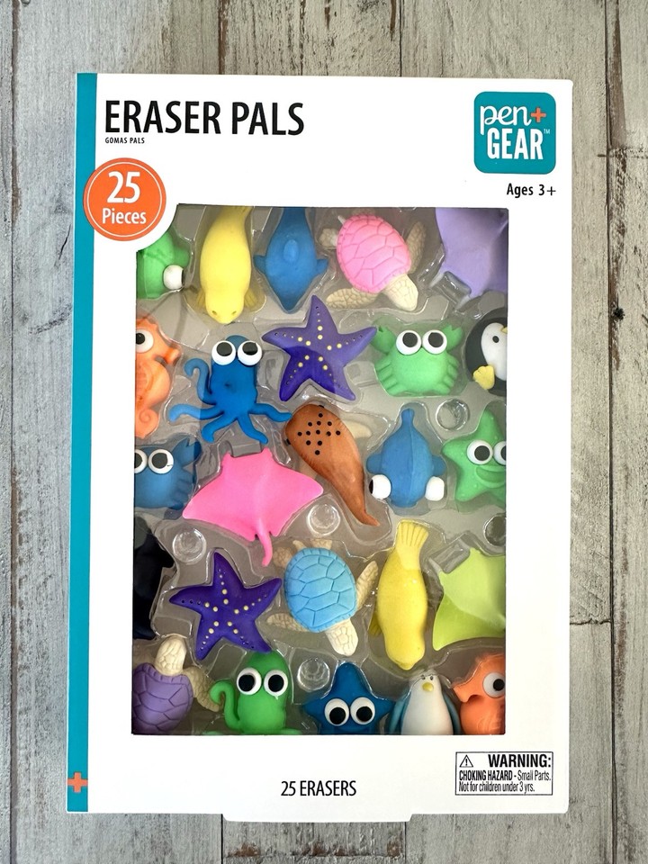 Pen + Gear Eraser Pals - Sea Creature Ocean Turtle Theme - Colorful 25 ...