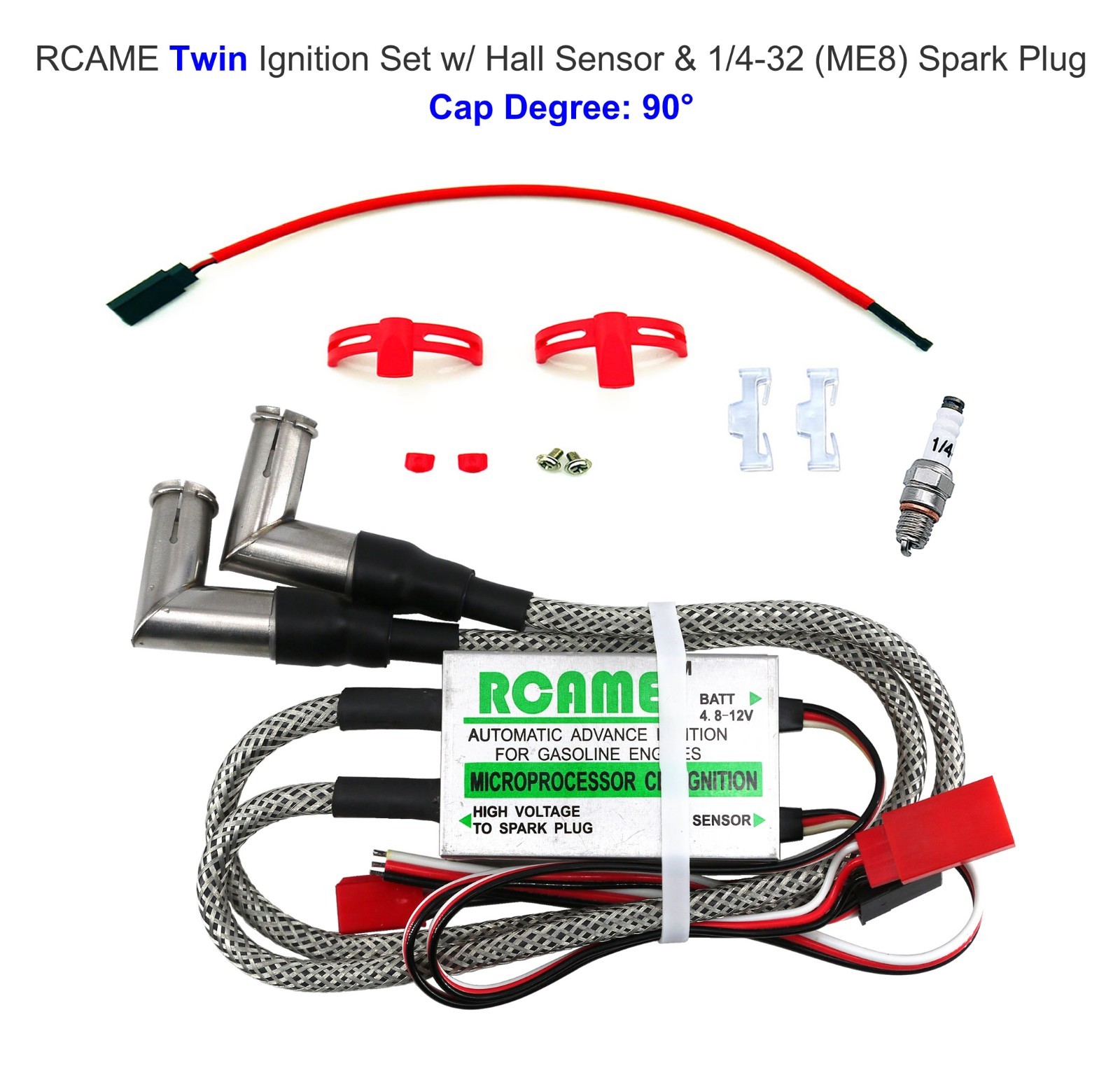 RCAME 1/4-32 ME-8 Twin Ignition CDI 90 Degree Cap for Gas Engine RC ...