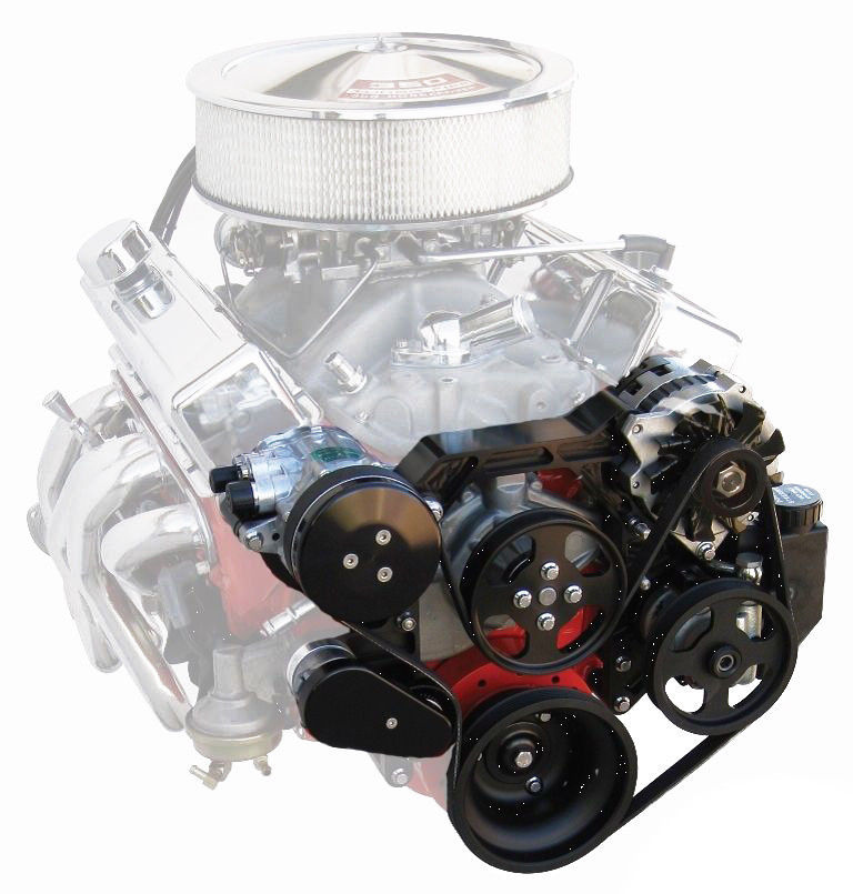 VINTAGE AIR FRONT RUNNER DRIVE SYSTEM SBC BLACK HARDCOAT WITH PS PUMP ...