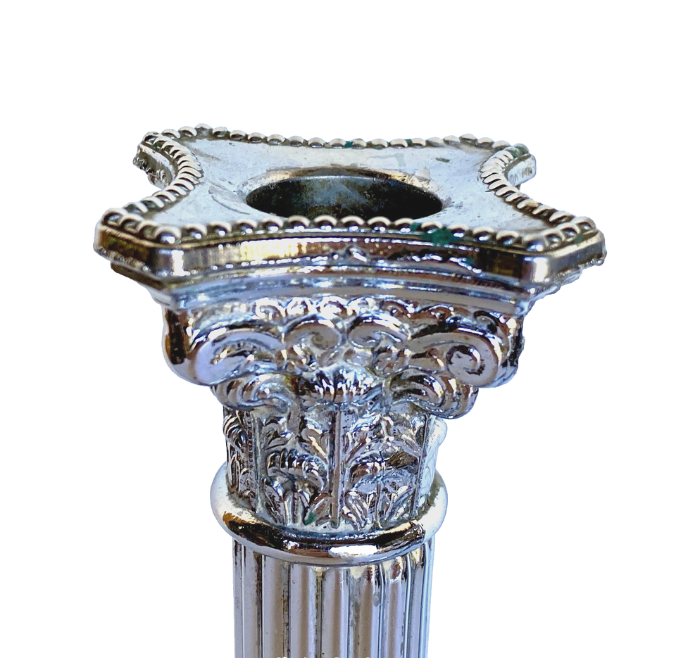 Pair of Silver Vintage Corinthian Column Candle Sticks, 11" Tall | eBay