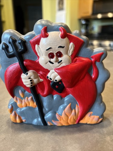 Vintage Halloween Ceramic Painted Mold Devil Light Up Blinking Eyes ...