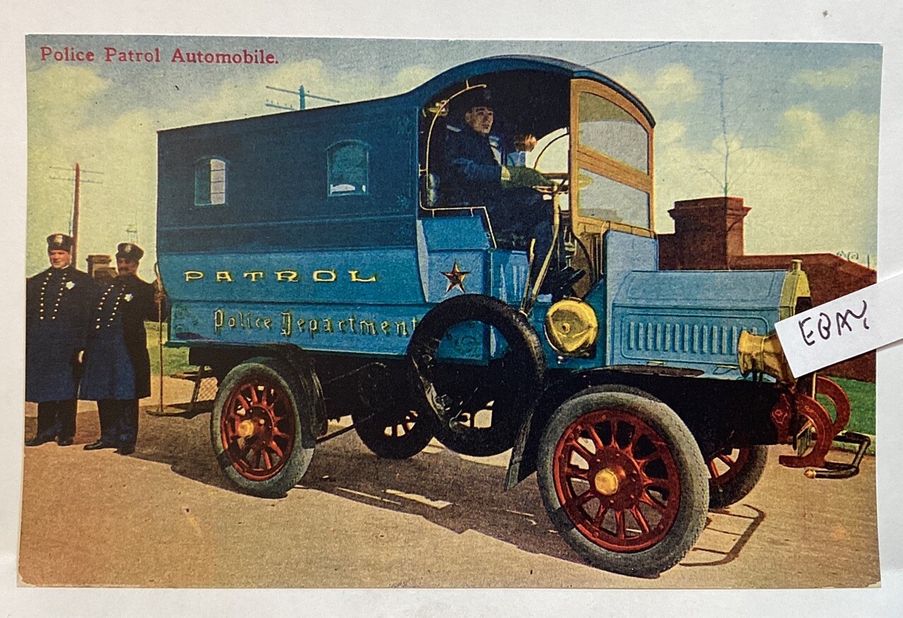 EARLY POLICE DEPARTMENT PATROL PADDY WAGON + OFFICERS IN UNIFORM NEW ...