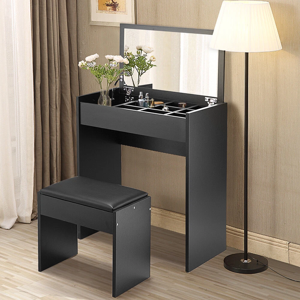Makeup Table And Stool Black