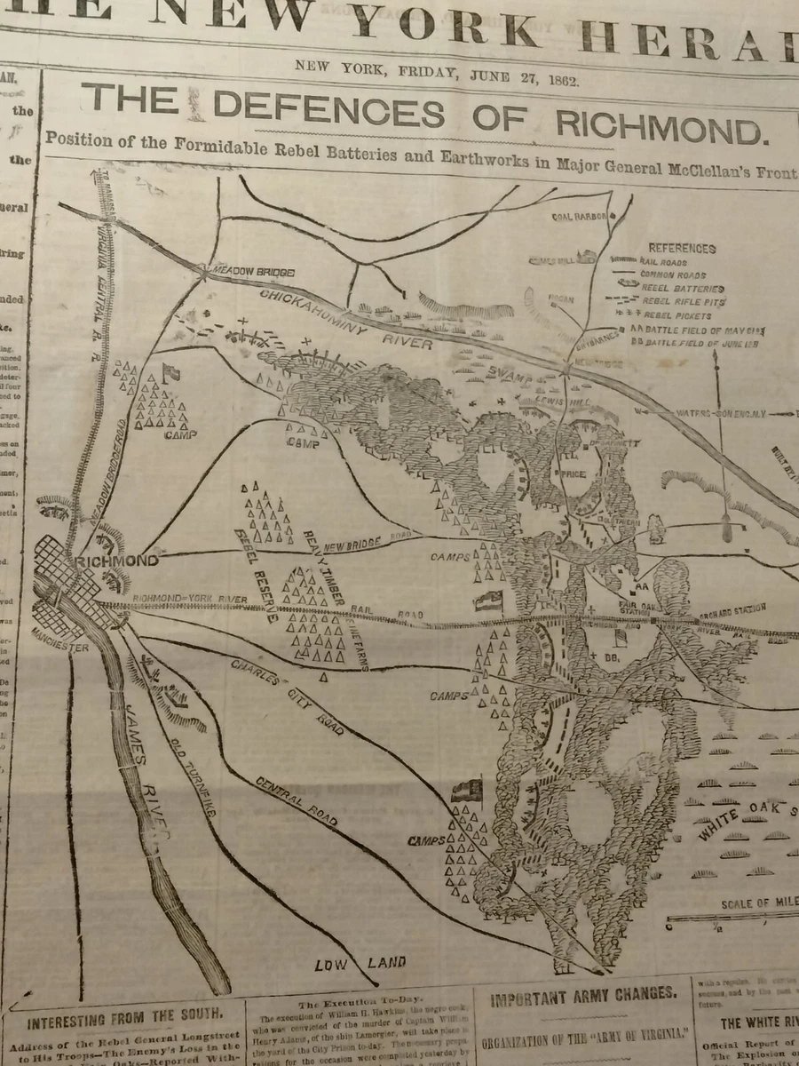 Seven Days Battle Civil War Map