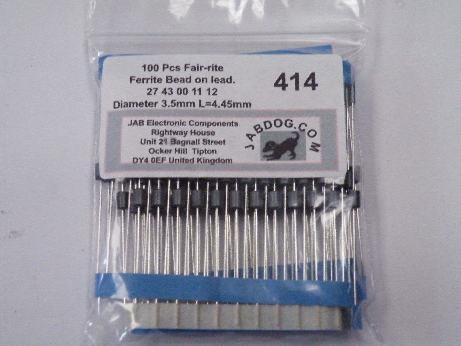 100 Pcs Type 43 Material Ferrite Bead on Lead Fair-rite 2743001112 T&R ...