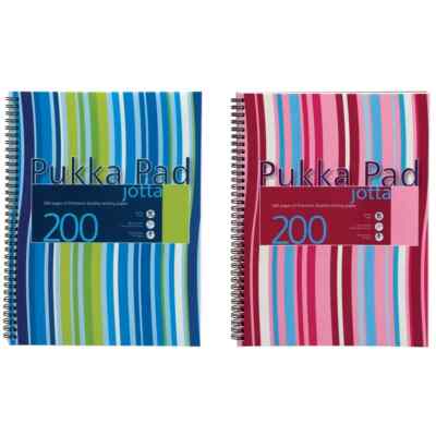 Pukka Pad Stripes Polypropylene Wirebound Jotta book A4 Blue/Pink PK 3 ...