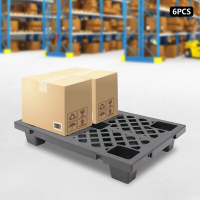 6pcs Plastic Pallets Interlocking Storage Stackable Anti-slip Loading ...