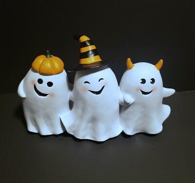 GOBLIN & GHOUL TRIO OF GHOSTS PUMPKIN WITCH & DEVIL HALLOWEEN DECOR NEW ...