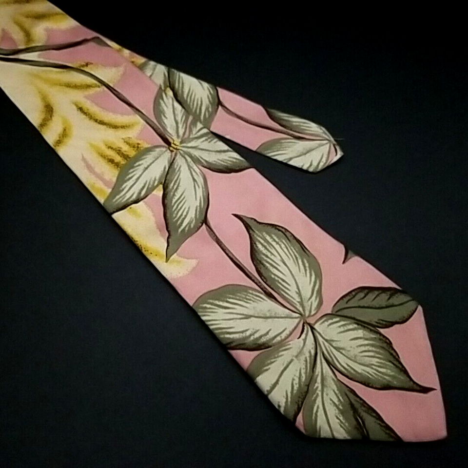 Vtg Colours Alexander Julian Luxury Tie Pink Floral Print Necktie 58" x ...
