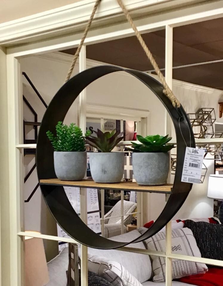 Round metal rope shelf - Rustic hanging wall shelf - Wood shelf | eBay