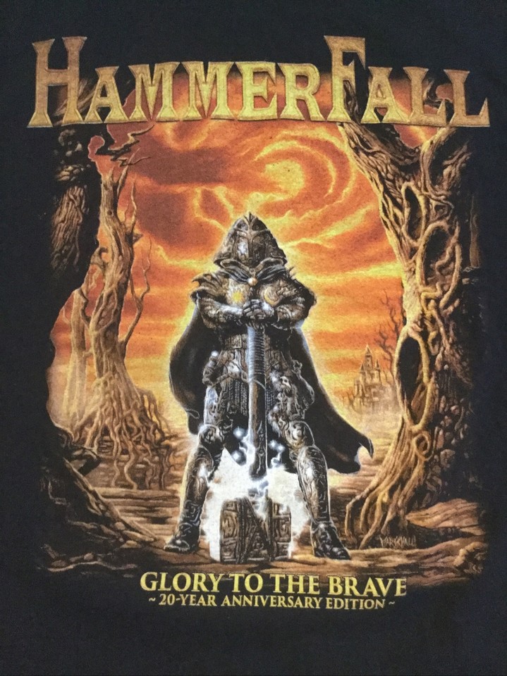 Vintage HammerFall Glory to the Brave 20 Year Anniversary T Shirt Size ...