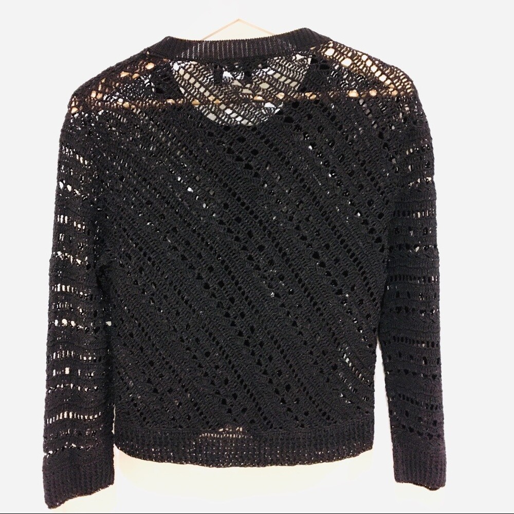 Theory Tamvi Tissage Black Crochet Cardigan S - Gem