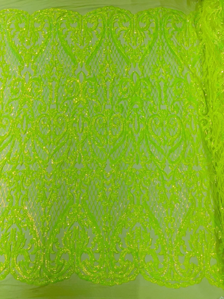 Lime Green Damask