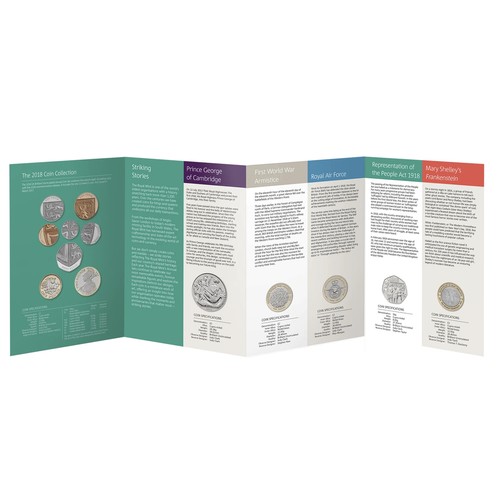 2018 Royal Mint UK, BU 13 Coin Annual Set inc RAF £2, Frankenstein £2 ...
