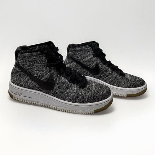 Nike AF1 Mid Flyknit Air Force 1 Oreo 818018-001 Black White Womens Sz ...