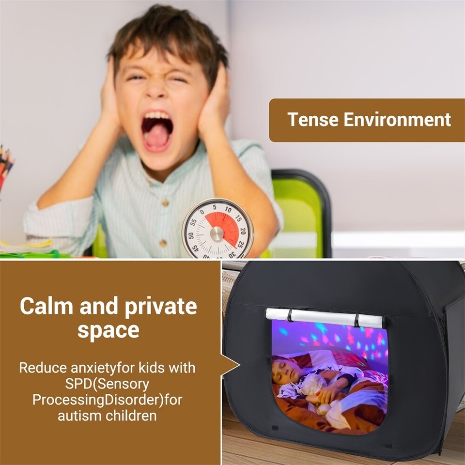 Sensory Tent Calm Corner Pop-up Sensory Den Blackout Tent for Kid ...