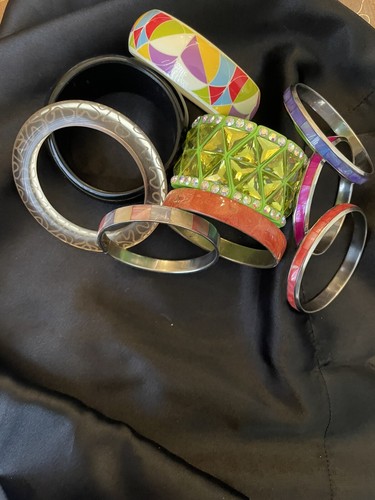 Bangles Bracelets Lot Of 9 Fashion Costume Varying Materials/patterns ...