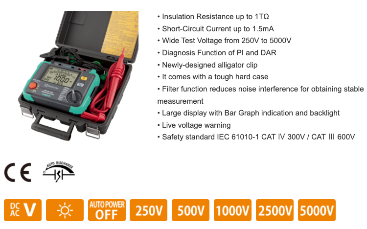 KYORITSU HIGH VOLTAGE INSULATION TESTER KEW 3125B With Case From Japan ...