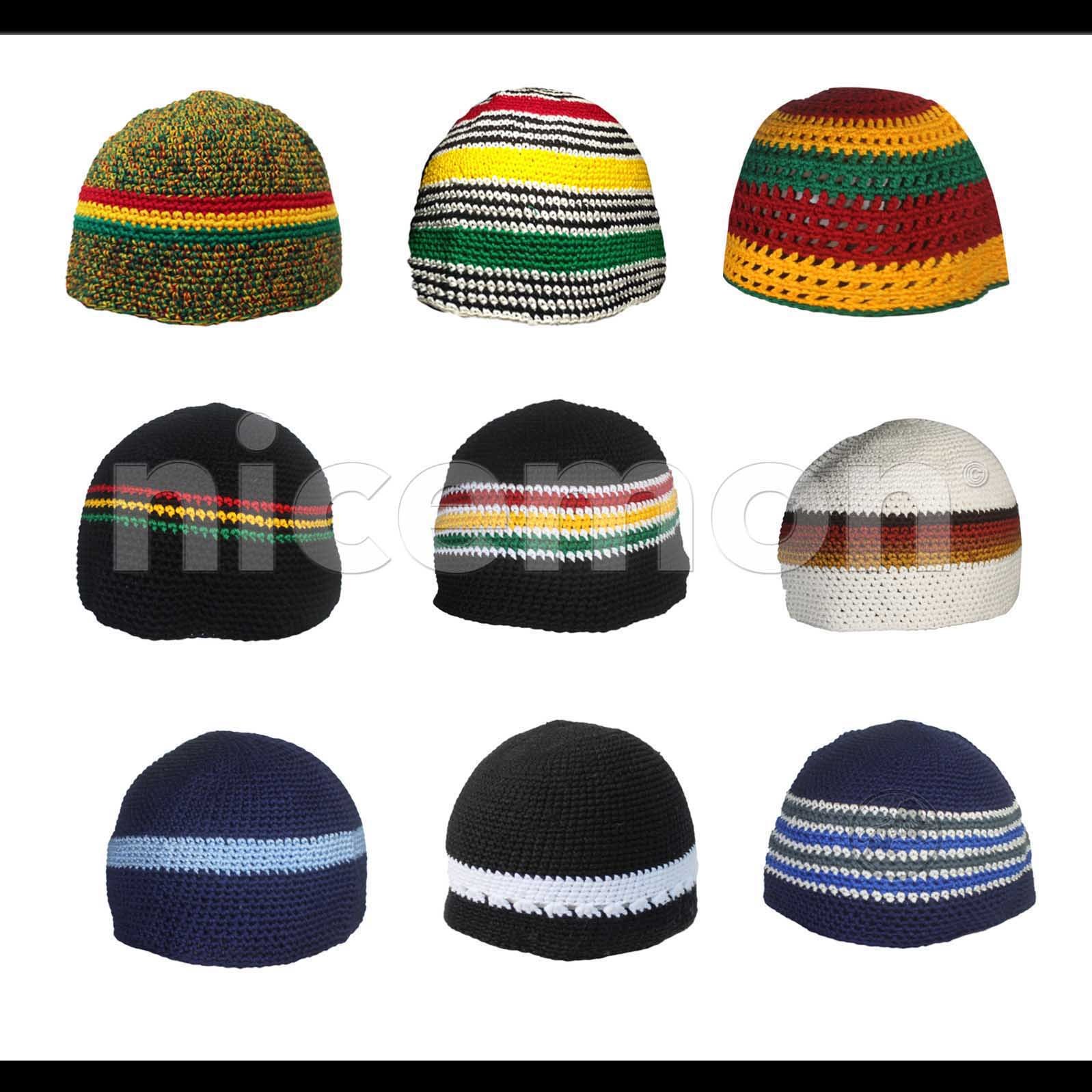 Skullcap Skull Cap Kufi Rasta Surfer Reggae Jamaica Handmade 100% ...