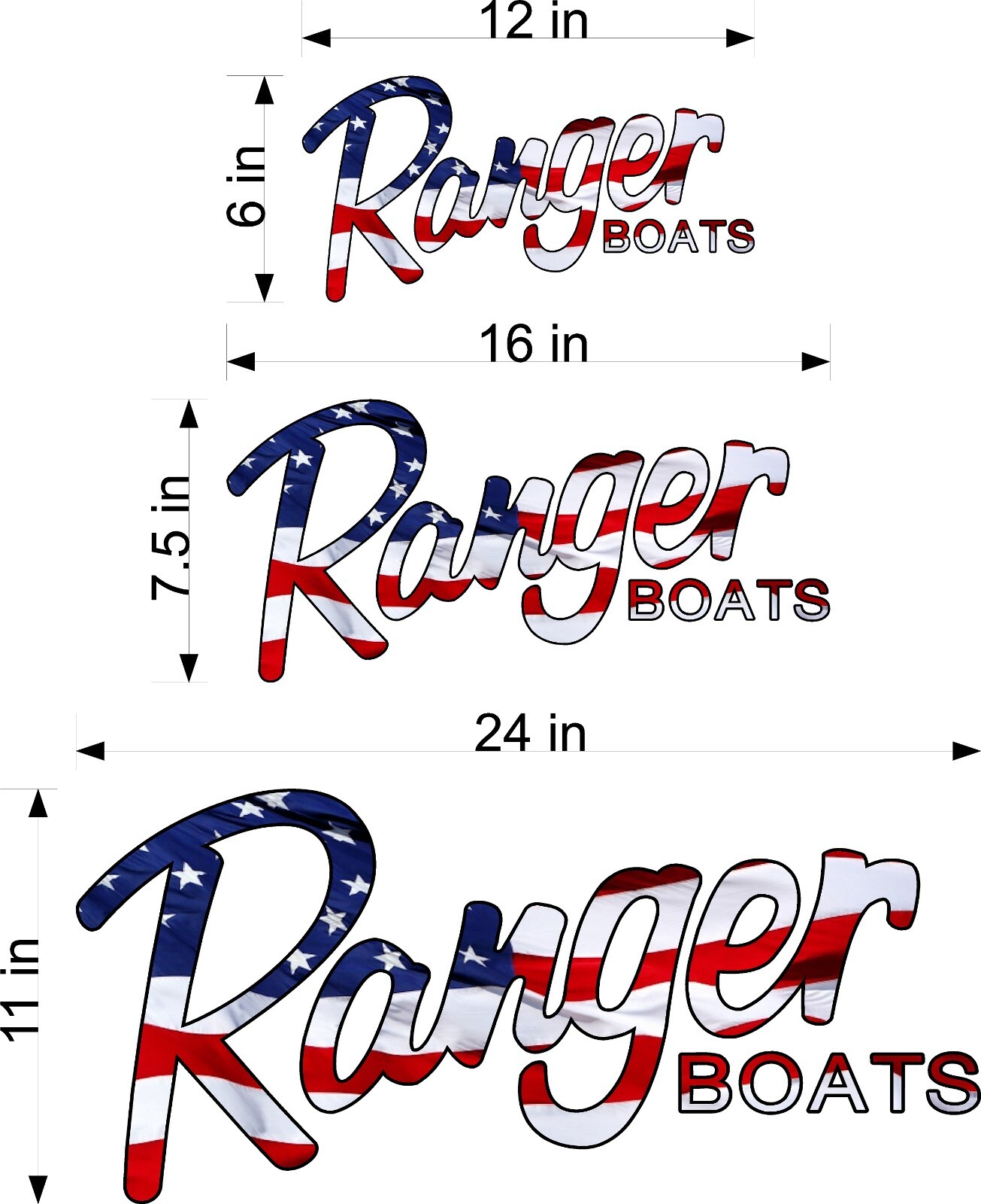 Ranger Bass Boats Decal USA flag print- UV Resistant Waterproof Vinyl ...