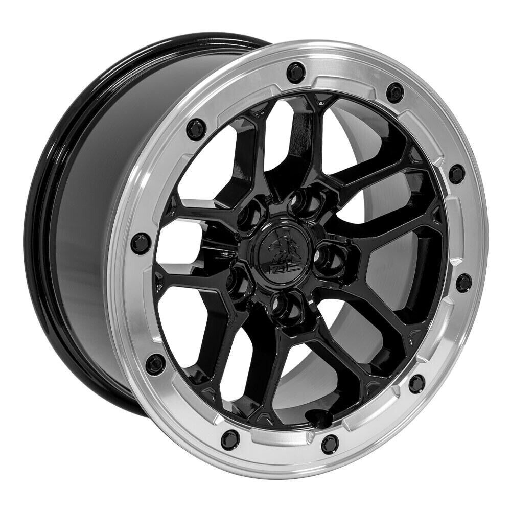 17" Machined Black Defiant DF01 Wheels Set (4) Rims Fit Jeep Wrangler ...