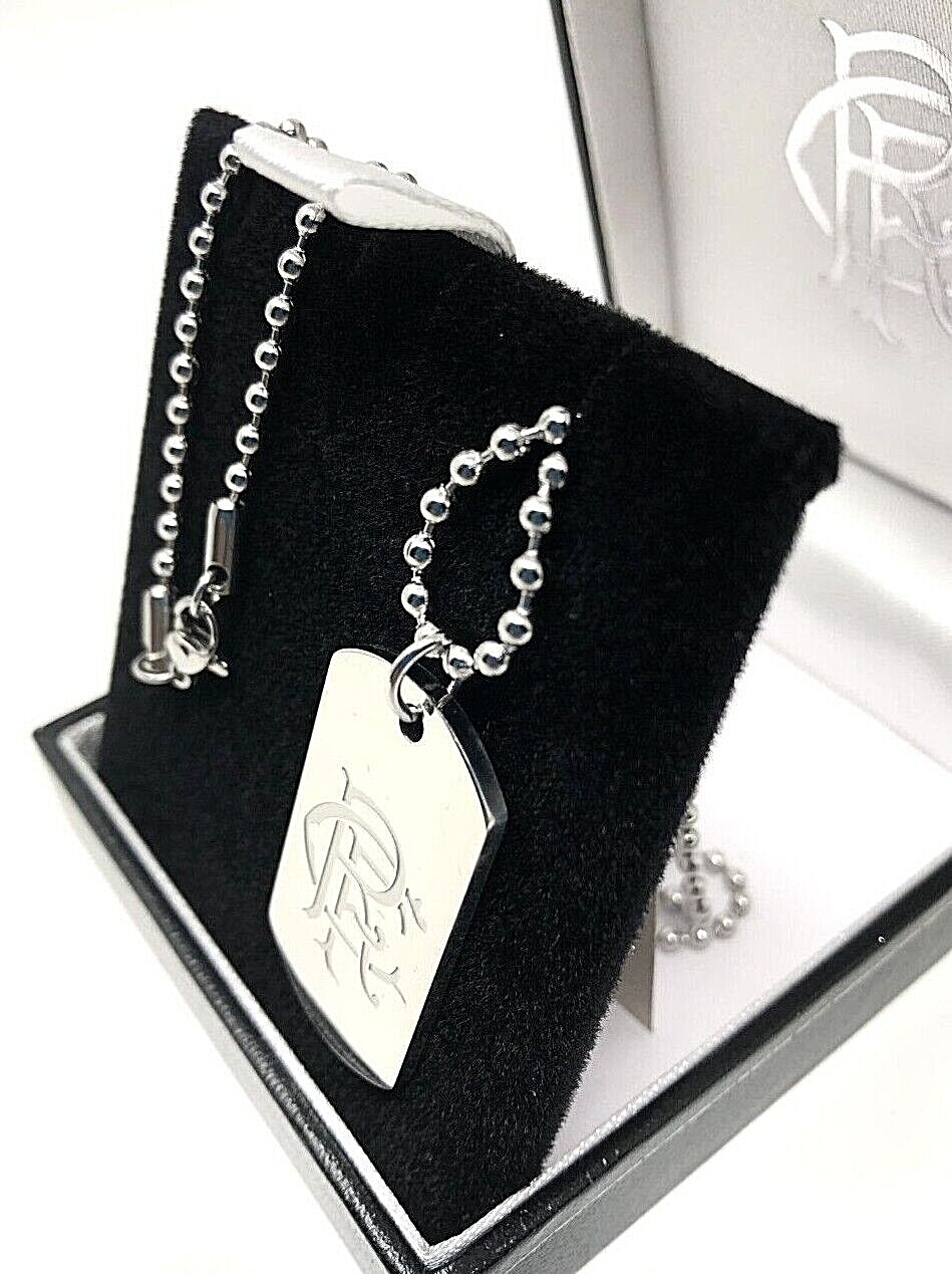RANGERS FC STAINLESS ENGRAVED CREST DOG TAG & CHAIN PENDANT NECKLACE ...