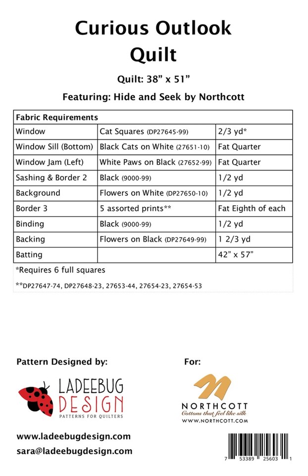 CURIOUS OUTLOOK Quilt Pattern by Ladeebug Design ~ Finishes 38" x 51 ...