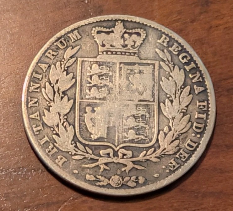 1844 Queen Victoria England Half Crown Silver Coin Great Britain ...