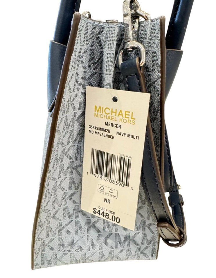 MICHAEL KORS MERCER MD SATCHEL SHOULDER MESSENGER BAG MK NAVY MULTI ...