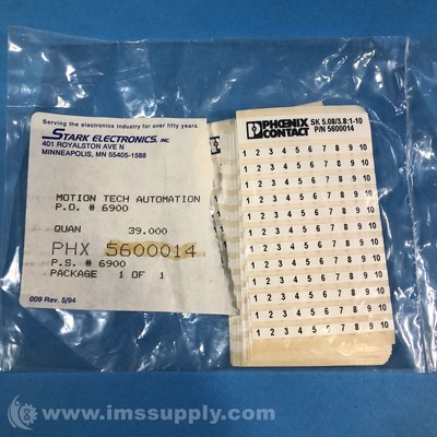 Phoenix Contact 5600014 Pack of 39 Connector Labels FNFP | eBay