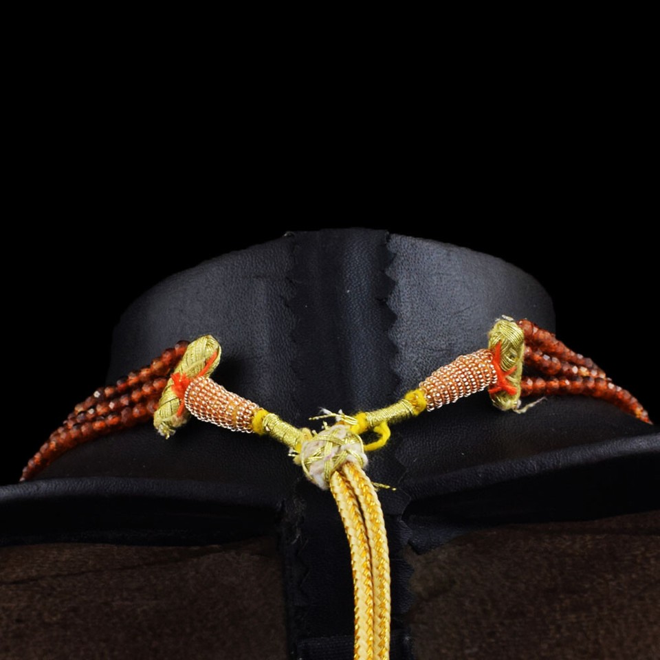 167 Cts Natural 3 Strand Hessonite Garnet Round Cut Beads Necklace JK ...