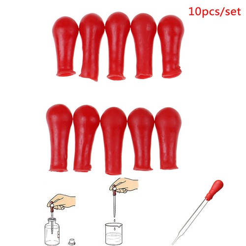 10Pcs Dropper Red Rubber Bulb Head Dropping Bottle Insert Pipette Lab ...