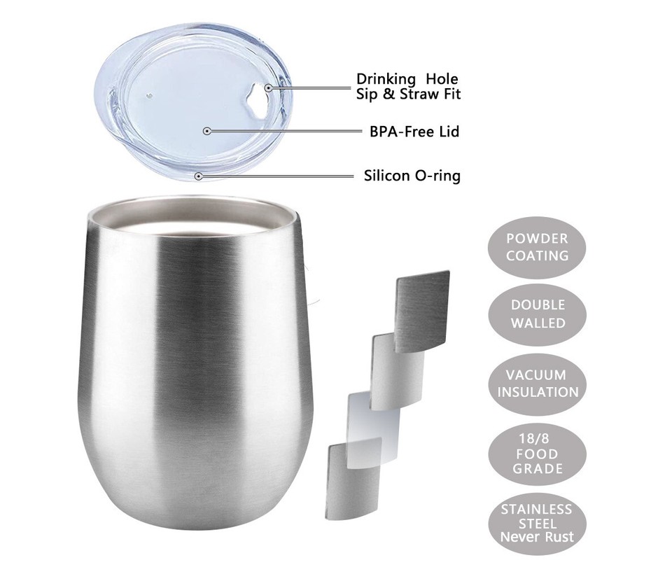 20oz 12oz Set Stainless Steel Tumbler Sip Lid Double Wall Vacuum ...