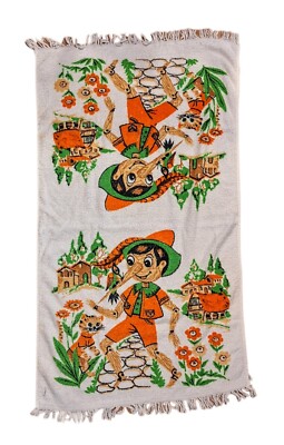Vtg Cannon 100% Cotton Child's Pinocchio Beach Towel 38" | eBay