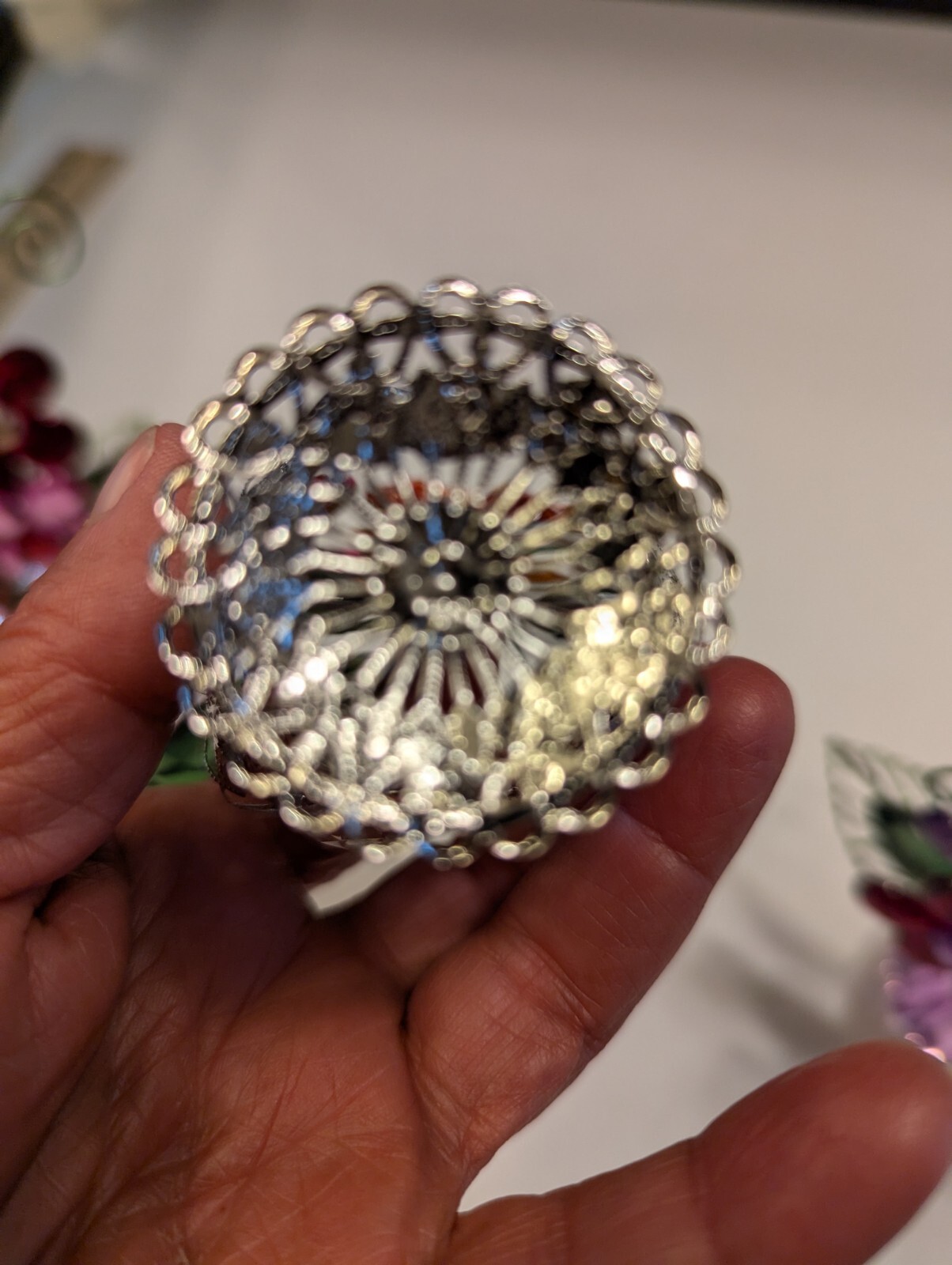 Set Of 3 Crystal Expressions Acrylic Posy Pots & Filigree Basket Floral ...