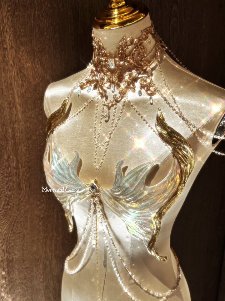Heavenly Wings Resin Porcelain Mermaid Corset Bra Top Cosplay Costume ...