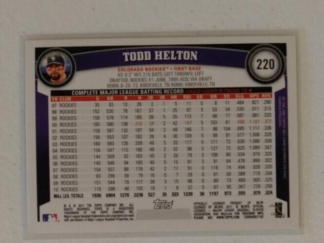 2011 Topps Diamond Anniversary Sparkle Todd Helton Colorado Rockies ...