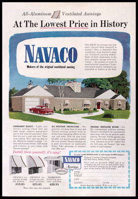 1954 Mid-Century NAVACO Aluminum Window Awnings Architectural Vtg PRINT ...