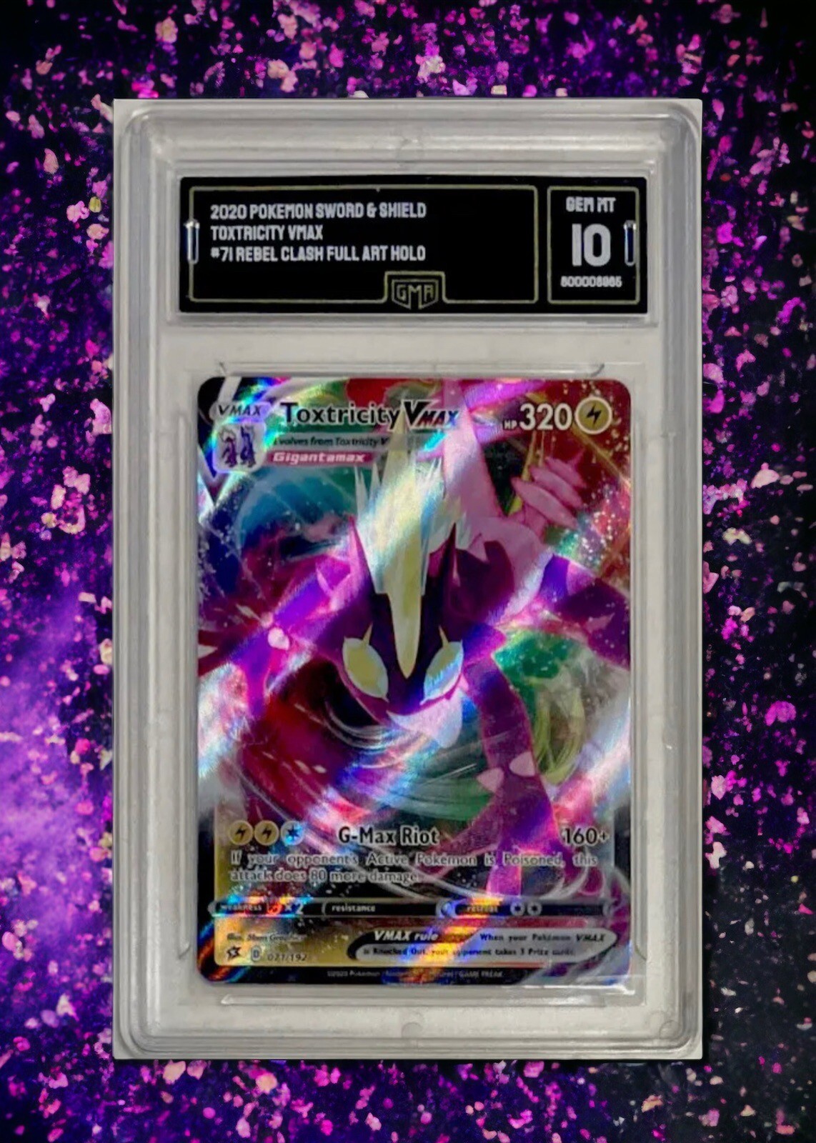 2020 Pokemon Rebel Clash Toxtricity Vmax 071 192 Full Art Gma Graded