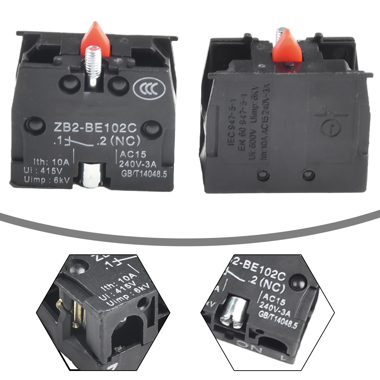 Waterproof 10PCS 10A 600V ZB2BE102C(NC) Joystick Switch Normally Close ...