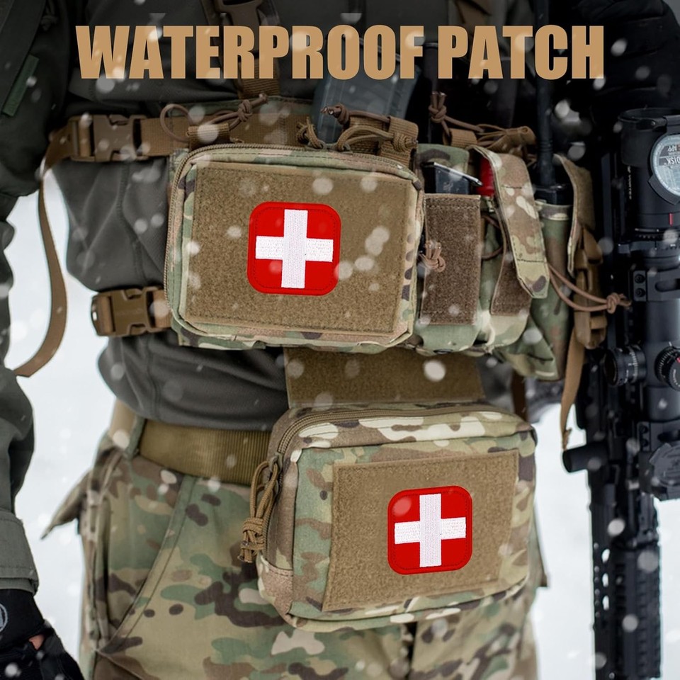 3PCS Medic First Aid Patches Red Cross Tactical Hook & Loop Emergency ...