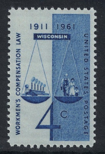 Scott 1186- Workmen's Compensation Law, Wisconsin- MNH 4c 1961- US mint ...
