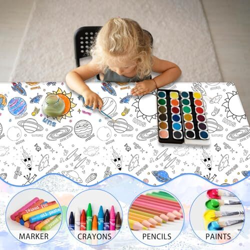 2 Pack Giant Outer Space Coloring Poster for Kids Solar System Universe ...
