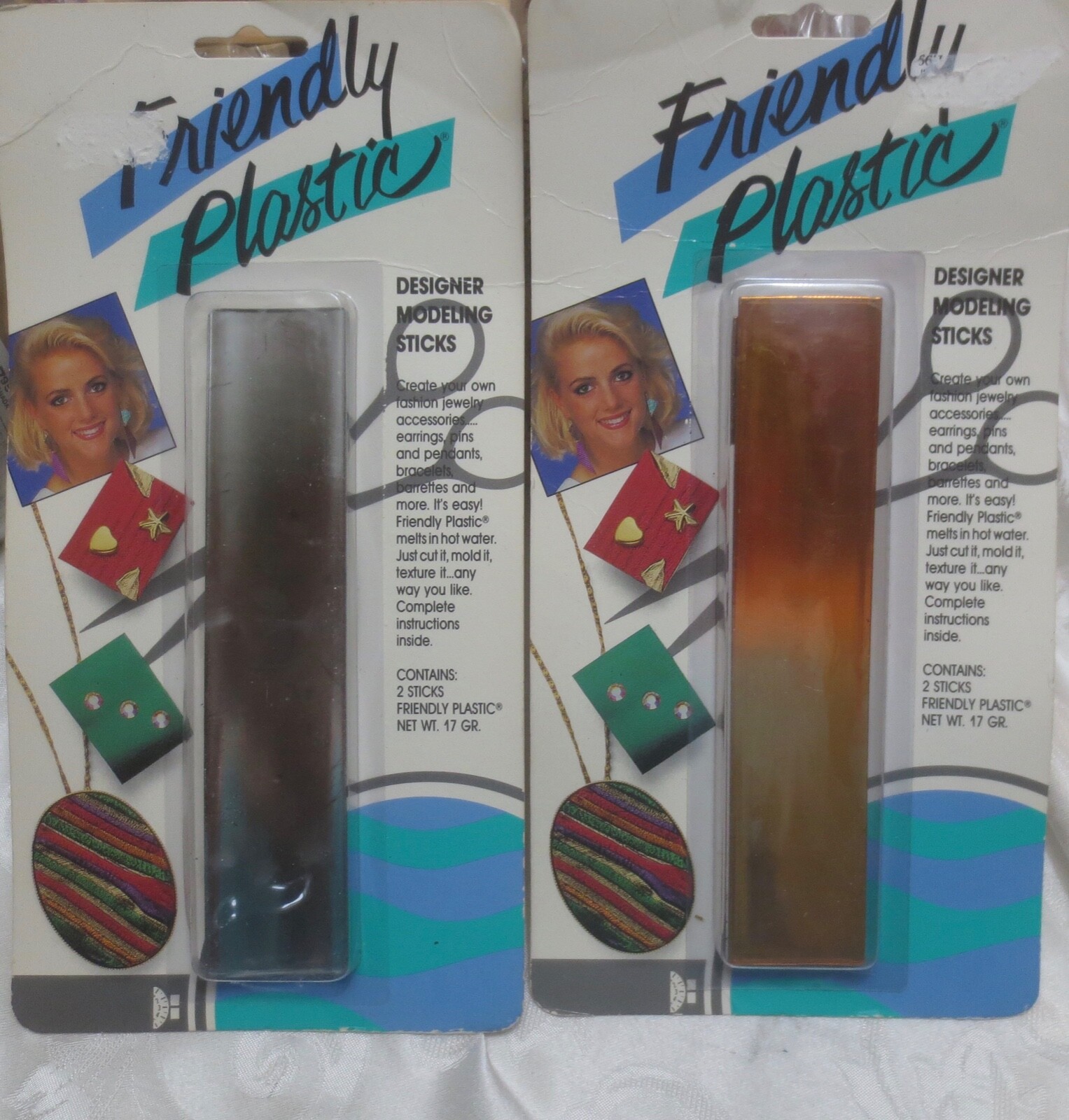 2 NIP Vintage 1990s Friendly Plastic designer modeling sticks Silver ...