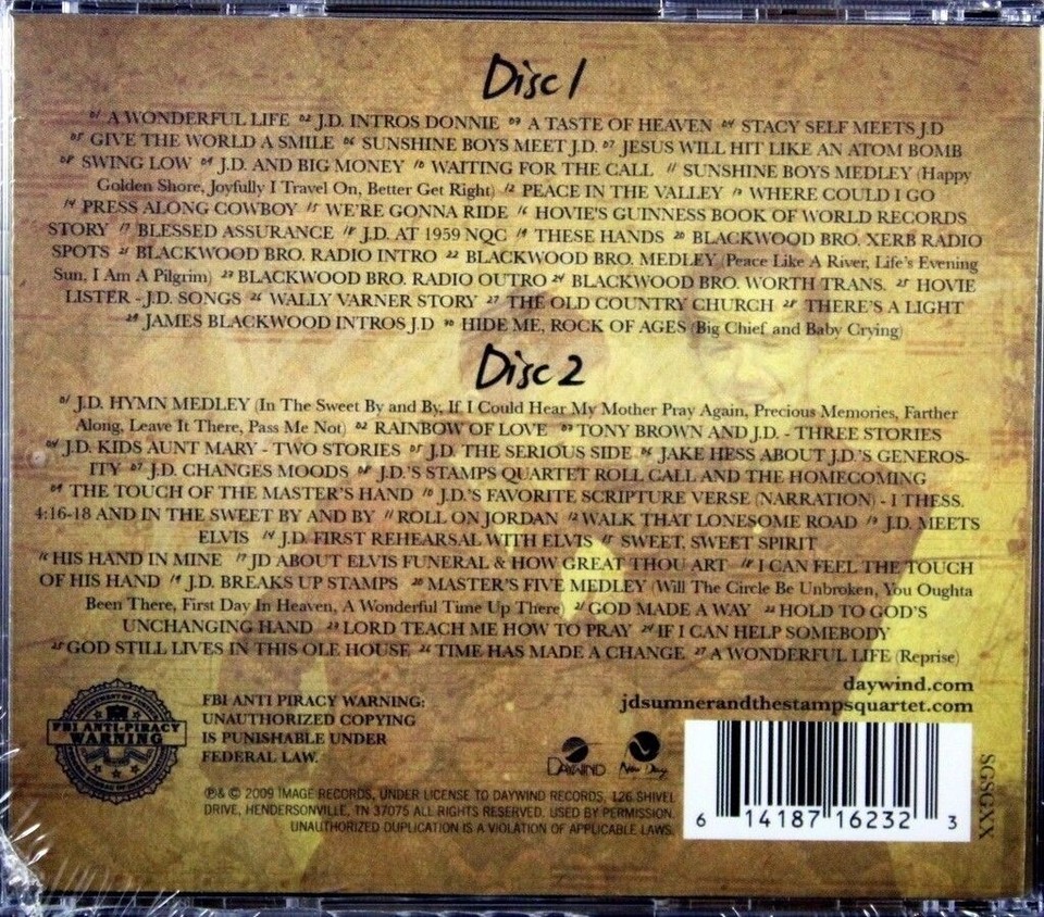 J.D. Sumner A Musical Biography NEW CD Southern Gospel Stories and ...
