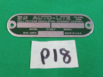Data Plate Auto-Lite voltage regulator 12V Fits Dodge WC Scout Car M8 ...